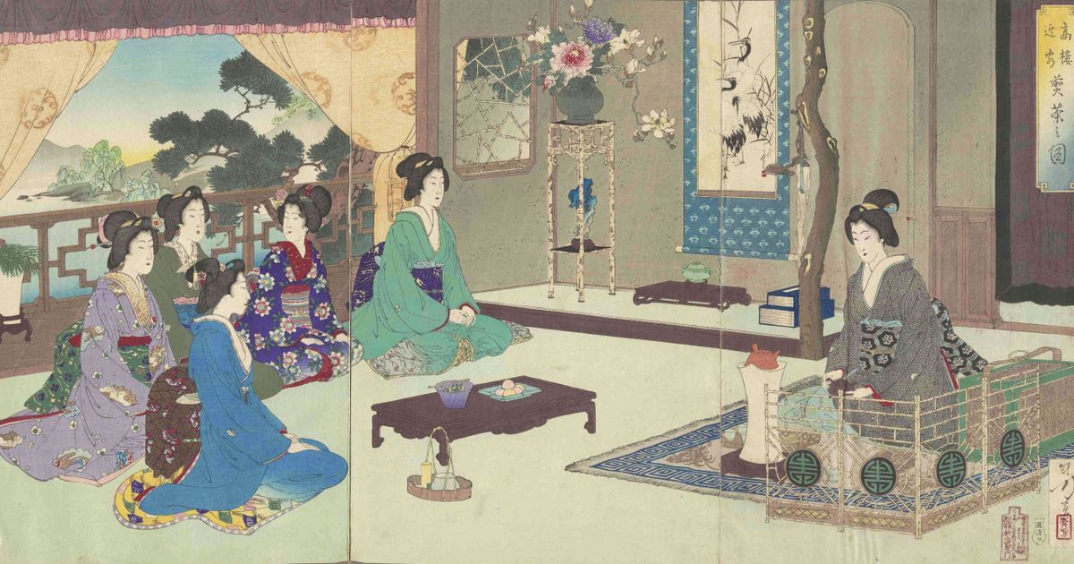 Kōō geike sencha no zu (1890) by Mizuno Toshikata